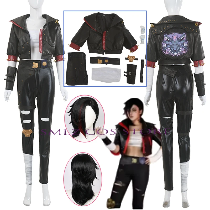 Arcane Vi Cosplay Costume Game LOL Vi Costumes Leather Coat Outfit ...