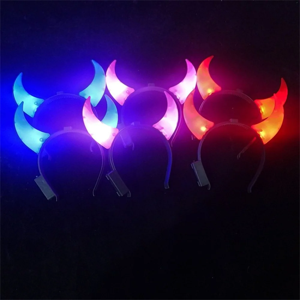 Led-Funny-Devil-Horn-Light-Up-Headband-Flashing-Hair-Hoops-Headwear ...