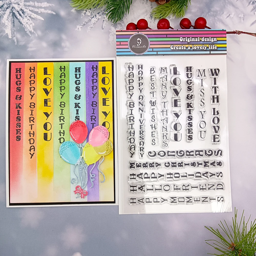 Alinacutle-Clear-Stamps-Vertical-Words-Birthday-Christmas-DIY-Card ...