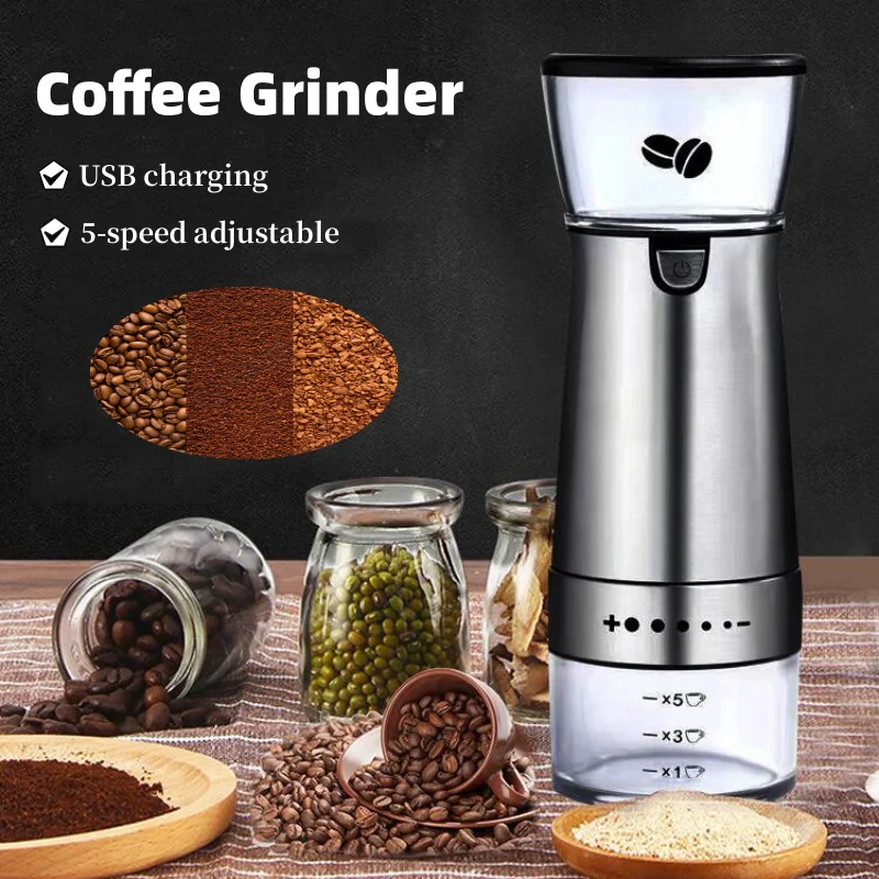 Portable-Electric-Coffee-Grinder-USB-Rechargeable-Stainless-Steel ...