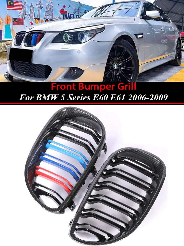 Front Bumper Grill Kidney Racing Grille Gloss Black Hood Mesh For BMW 5 ...