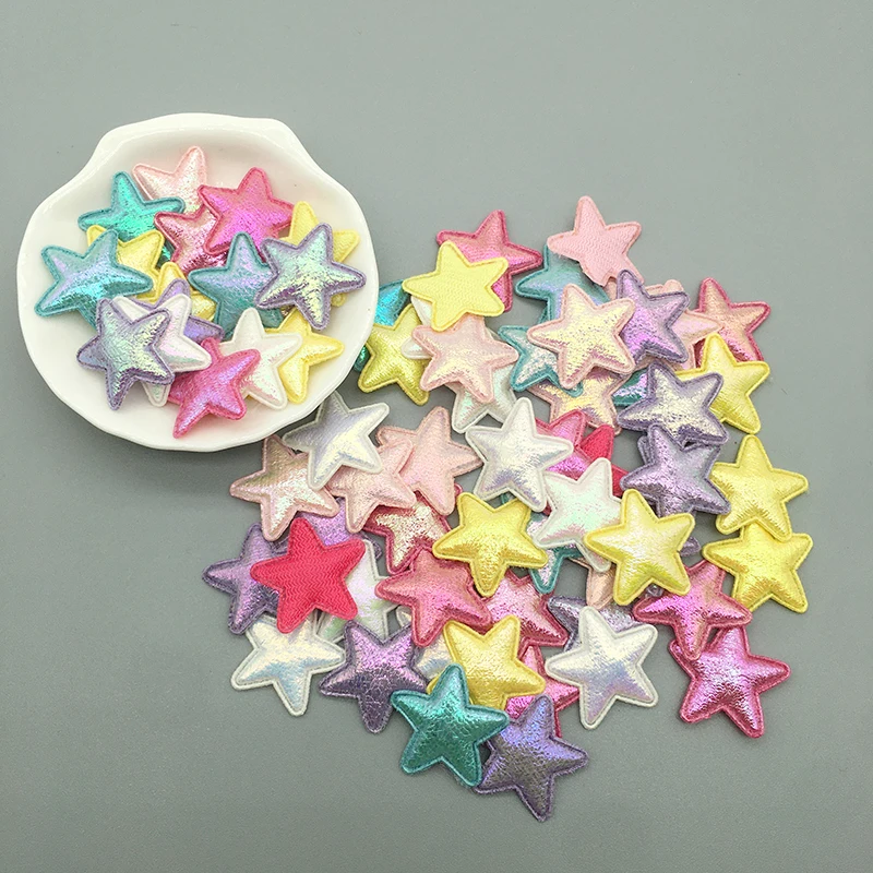 100Pcs-25mm-Laser-Padded-Glitter-Cloth-Stars-Appliques-for-DIY-Clothes ...
