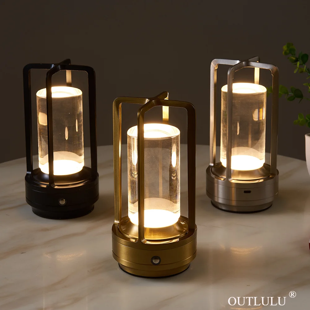 Cordless Table Lamps USB Rechargeable Night Light 3 Colors Change ...