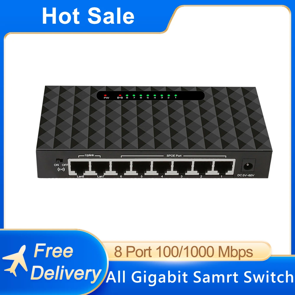 8 Port Gigabit Network Switch Ethernet Smart Desktop Switch 10/100 ...