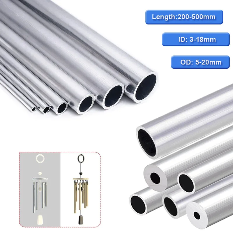 Thickness 0.5~3mm Aluminium Pipe OD 5-20mm ID 3~18mm Straight 200mm ...