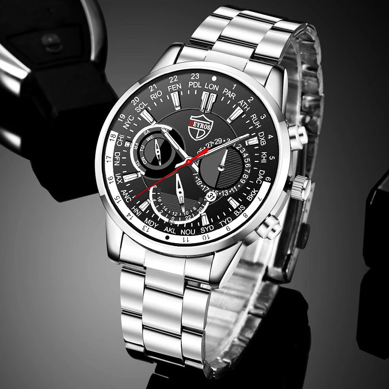 Mens Quartz Wrist Watch Silver | Watches Wrist Male Silver | Silver Men ...