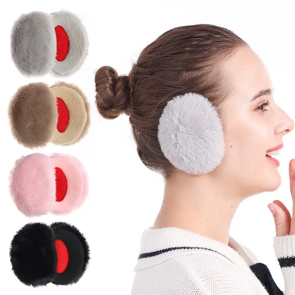 1Pair Thick Warm Fleece Bandless Ear Muffs Winter Women Men Outdoor ...