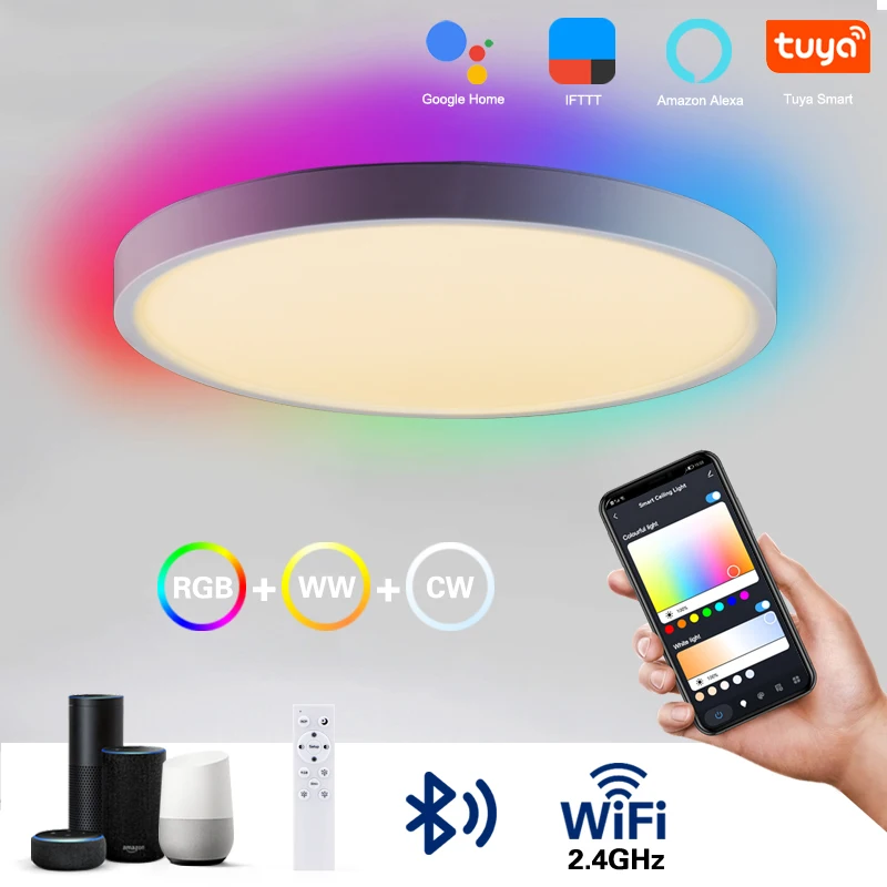 LED-Smart-Ceiling-Light-WiFi-Control-Remote-Control-RGB-Warm-White-Cold ...