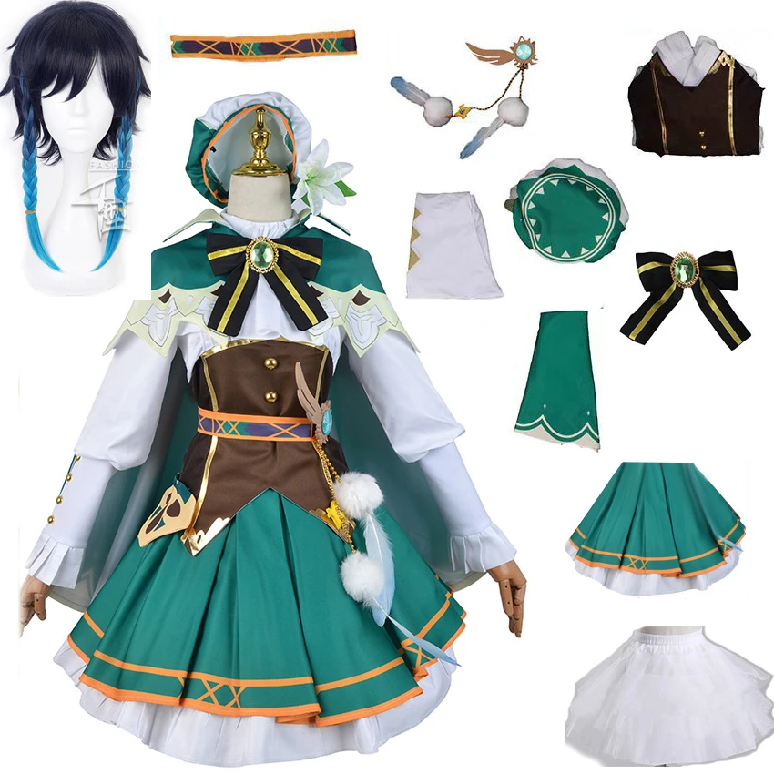 Genshin Impact Venti Maid Ver. Vestido de Cosplay exclusivo, disfraz de ...