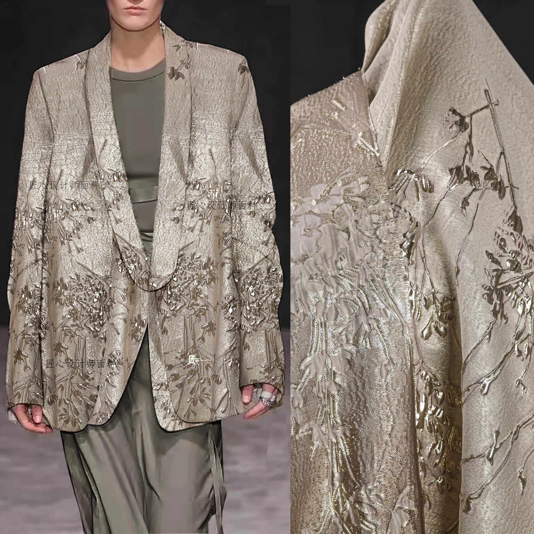 Silver-big-plum-gilt-jacquard-Chinese-style-cloth-suit-jacket-horse ...