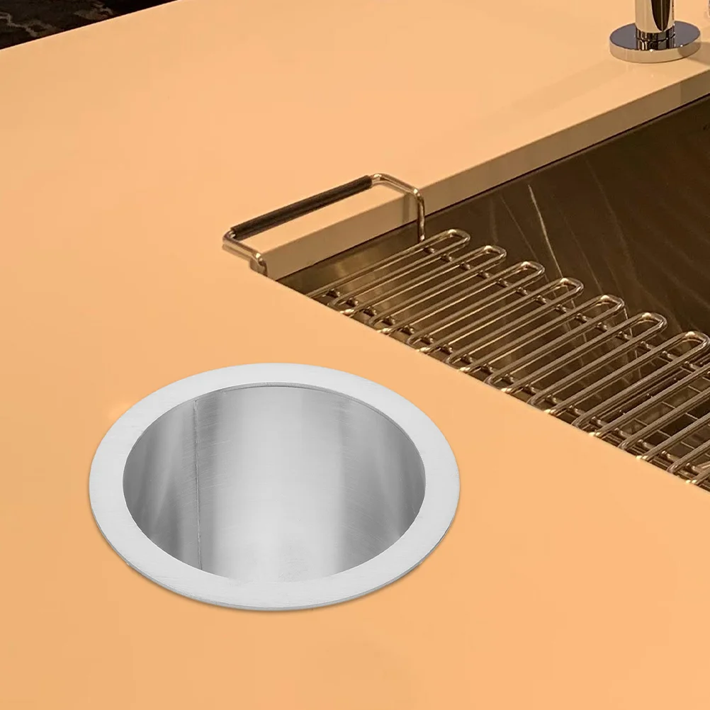 Stainless-Steel-Countertop-Bench-Top-Mount-Waste-Garbage-Trash-Bin-Lid ...