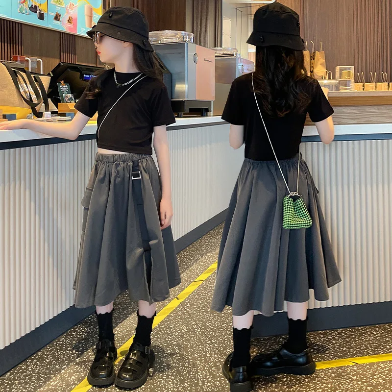 Ropa de verano para niñas y adolescentes, Camiseta corta + falda ...