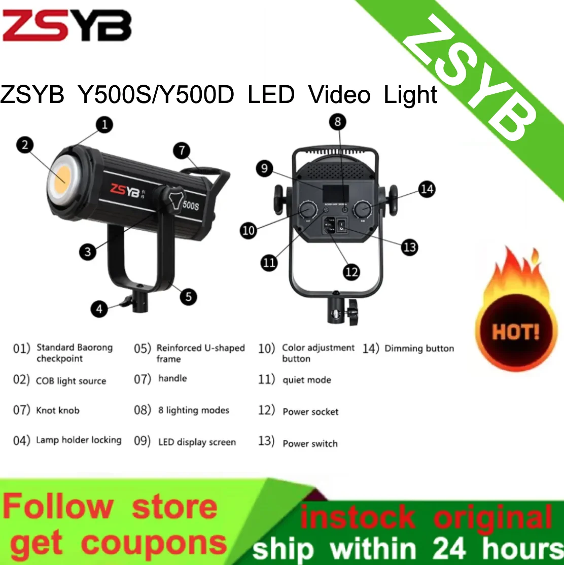 ZSYB Y500S/Y500D LED Video Light 500W Photography Light APP Control ...