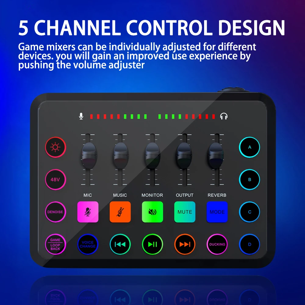 Sound-Card-Gaming-Audio-Mixer-Streaming-4-Channel-RGB-Mixer-with-XLR ...
