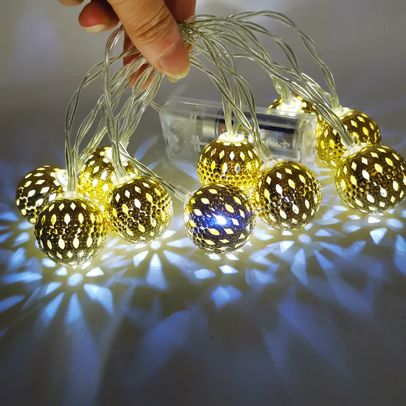 1-65M-LED-Lights-String-Hollow-out-Moroccan-Metal-Balls-Wedding ...