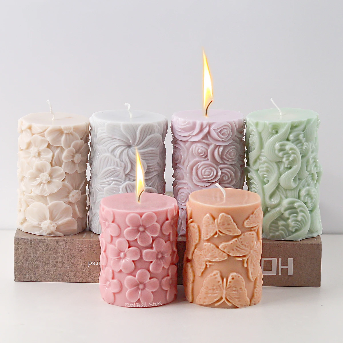 Rose-Butterfly-Columnar-Candle-Silicone-Mold-Cylindrical-Aromatherapy ...