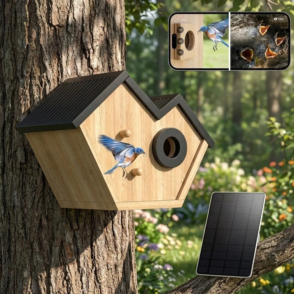 Smart Bird House with Camera Solar Powered Wireless Outdoor Bird ...