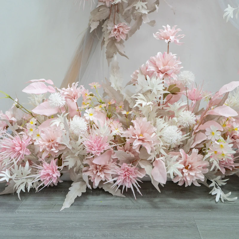 Custom Pink Artificial Flower Row Wedding Table Floral Arrangement ...