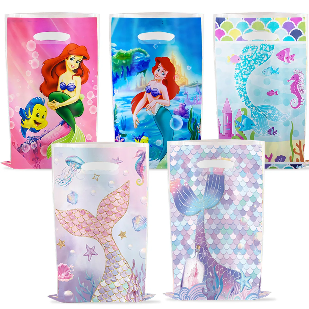 10-50pcs-The-Little-Mermaid-Tail-Plastic-Gift-Bag-Kids-Birthday-Party ...