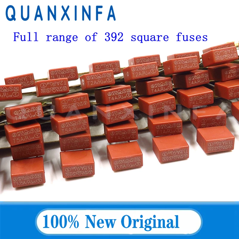 20PCS type 392 square tube fuse T500MA0.5A/T1A/1.25A/1.6A/2A/3.15A/4A ...