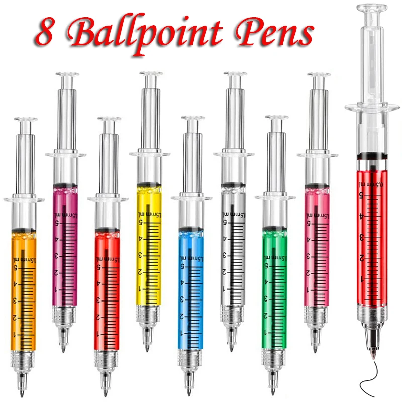 8Pcs Novelty Syringe Ballpoint Pens Cute Stationery nurse pen Ballpoint ...