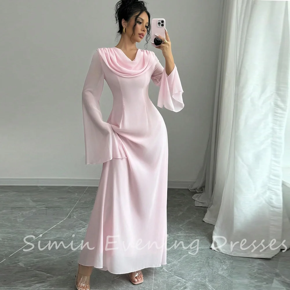 Simin-Luxury-Party-Dress-Chiffon-A-line-Cowl-Neck-Long-Sleeve-Pleat ...