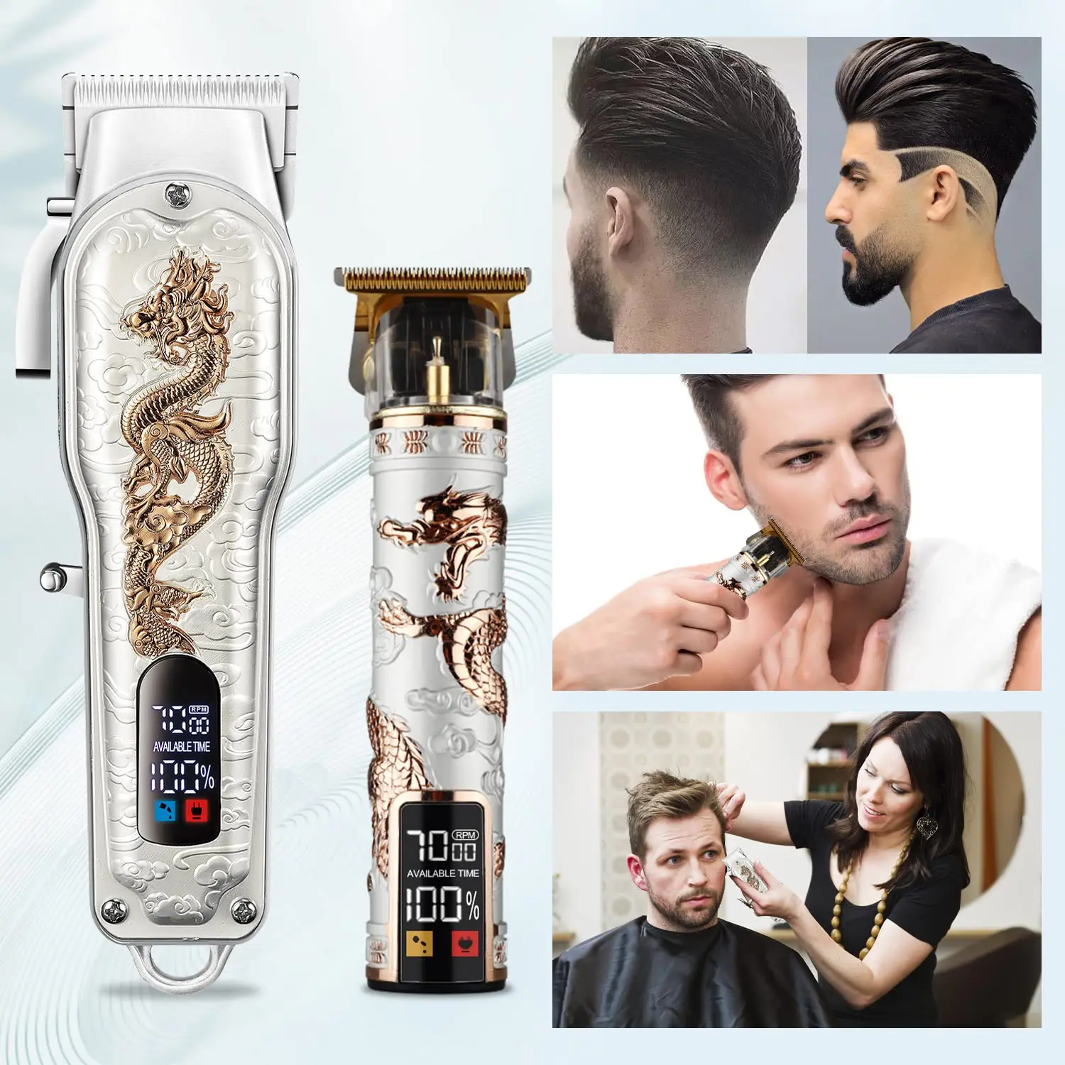 Dragon-Electric-Hair-Trimmer-Set-para-homens-barbeiro-sem-fio-Clipper ...