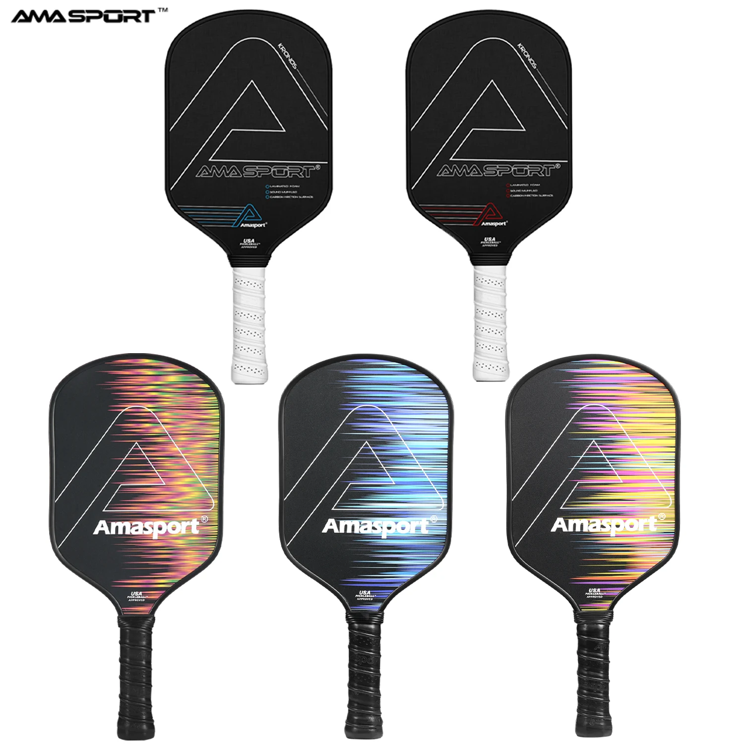 AMASPORT-16mm-Pickleball-Paddle-Carbon-Friction-Textured-Surface ...