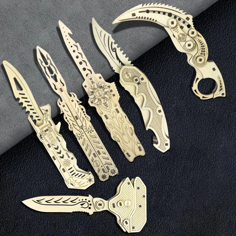Valorant Butterfly Knife Reaver Wooden Weapon Sword Foldable Diy Hand ...