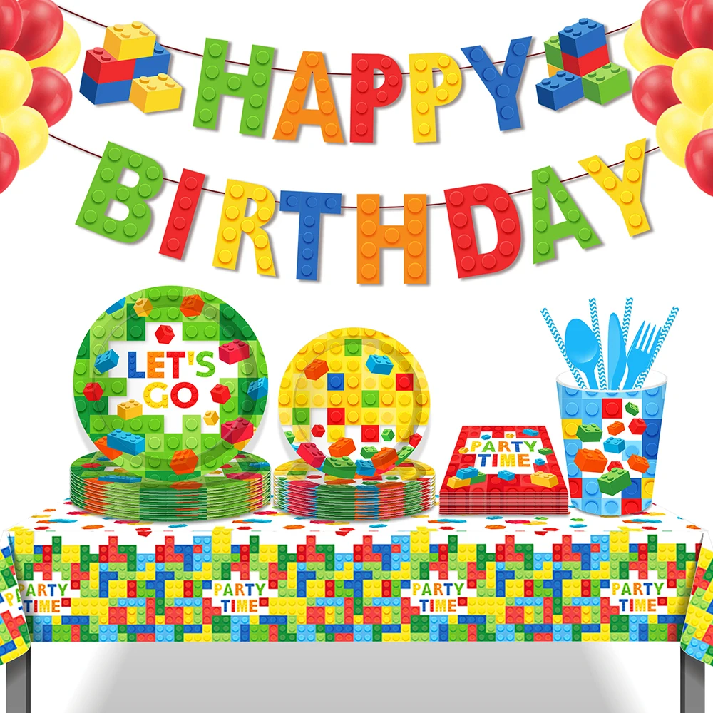 Building Block Birthday Party Decorations | Building Blocks Party ...