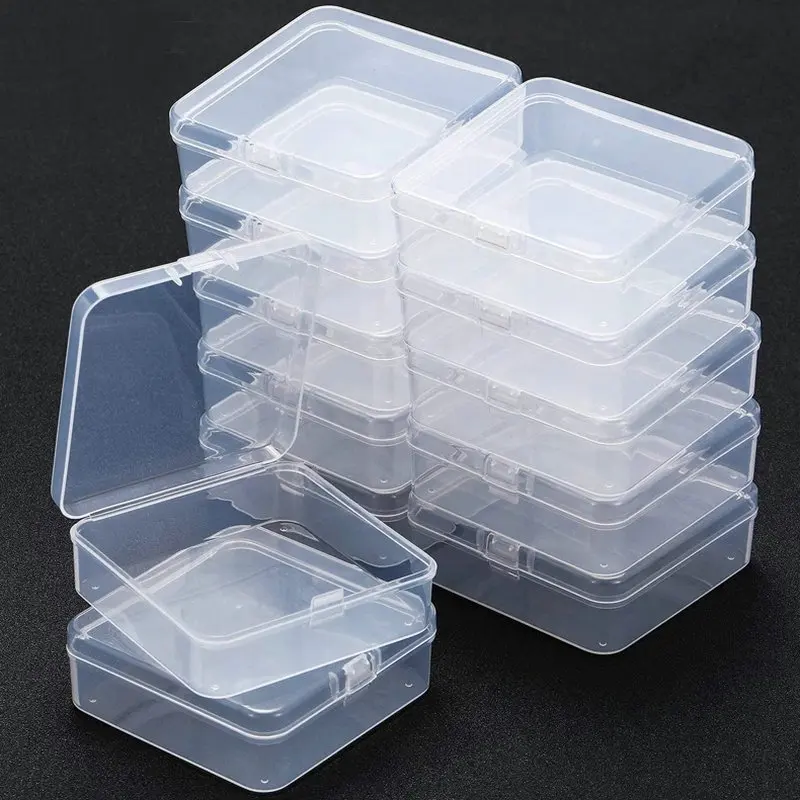 12 Sizes Small Boxes Square Transparent Plastic Box Jewelry Storage Case Finishing Container ...