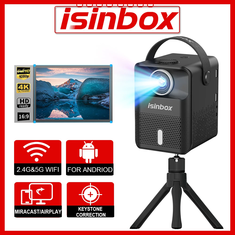 ISINBOX X8 Mini Portable Projector With Screens Android 5G WIFI Home ...
