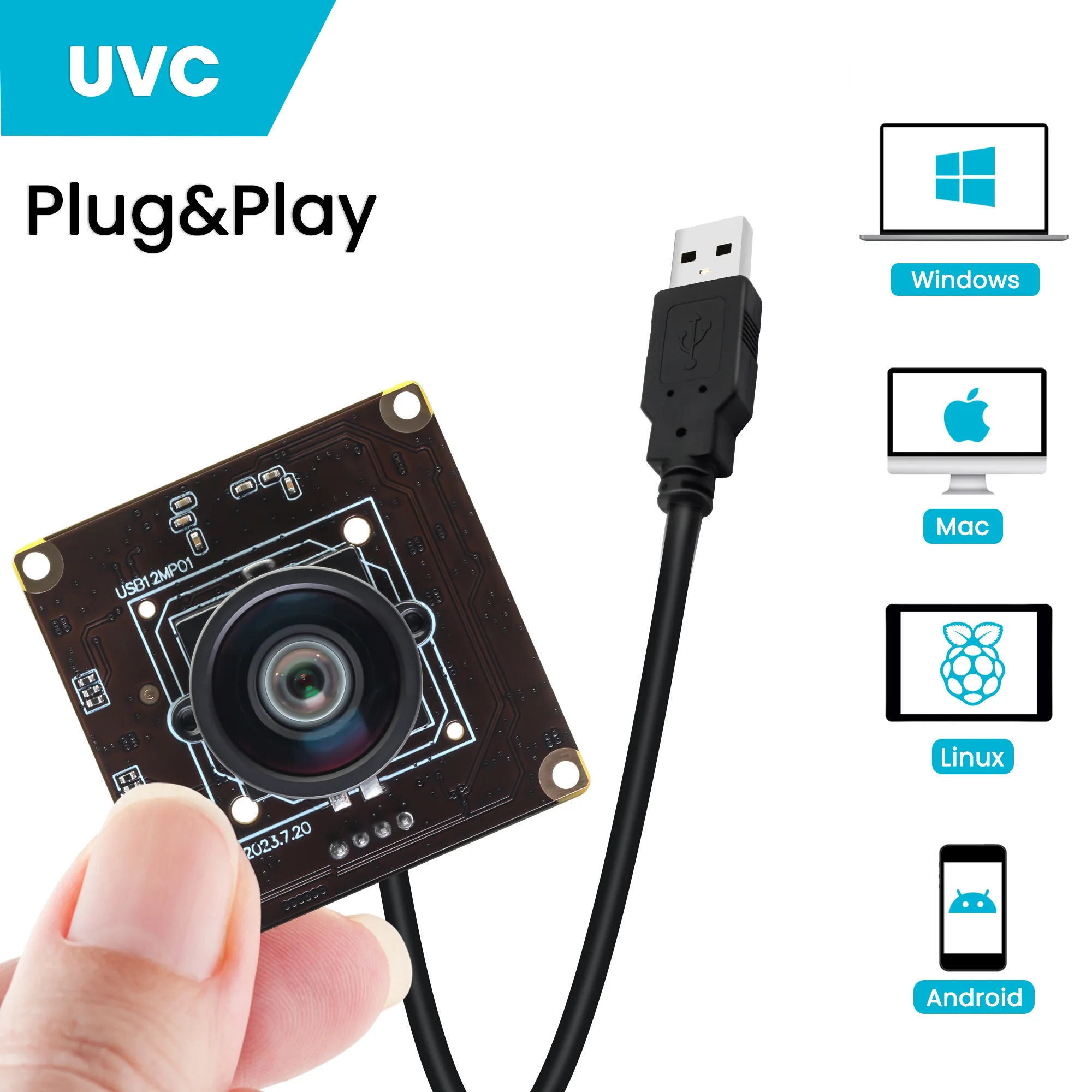 ELP 1080P 120fps USB Camera Module Wide Angle No Distortion Lens 12MP ...