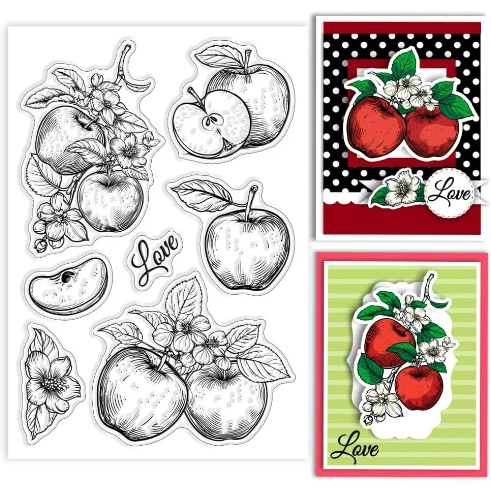 Apple Clear Stamps Fruit Flower Silicone Clear Stamp Seals Transparent ...