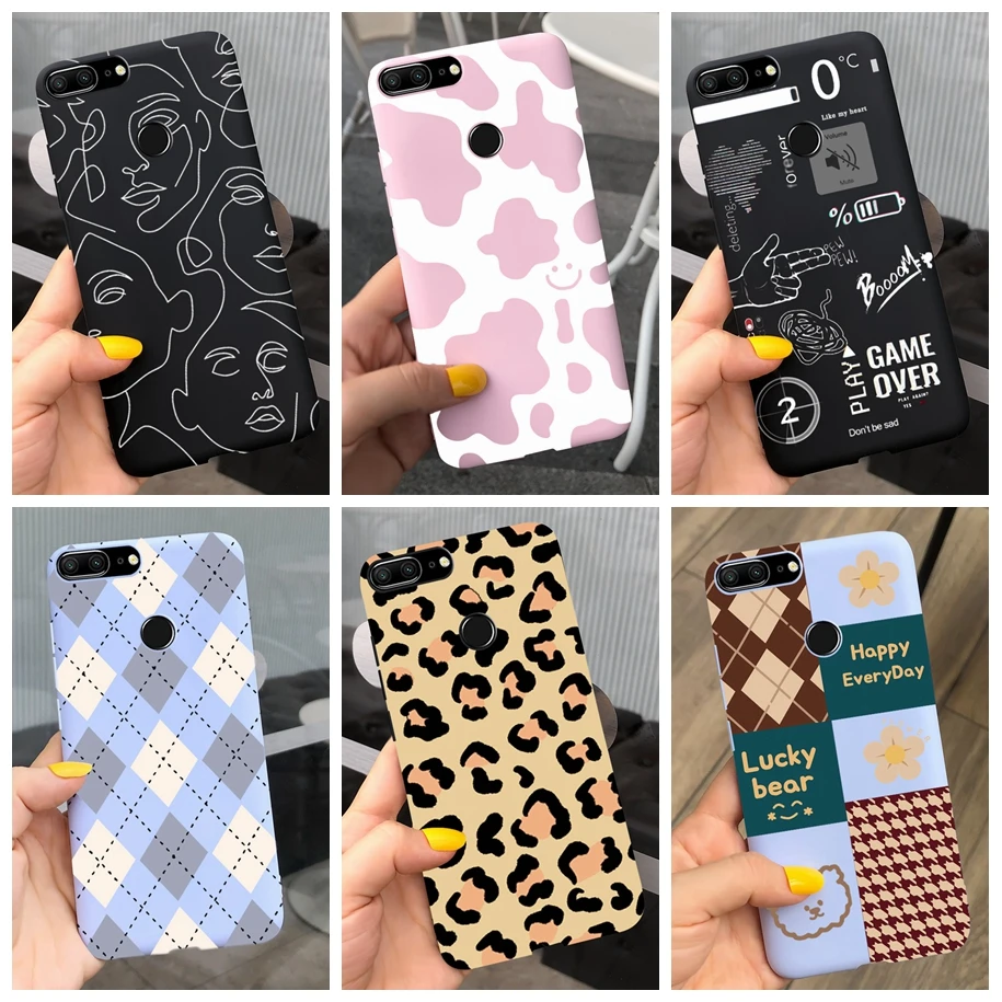 For Cover Honor 9 Lite Case Popular Cow Leopard Funda Soft TPU Back ...