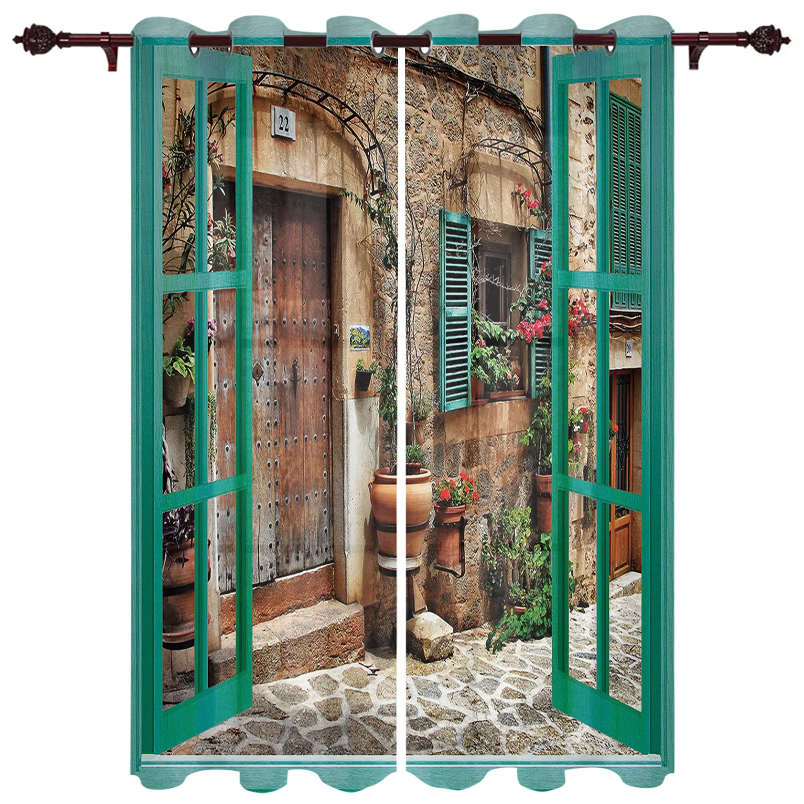 Janela-de-rua-flores-cortinas-para-sala-estar-cozinha-quarto-banheiro ...