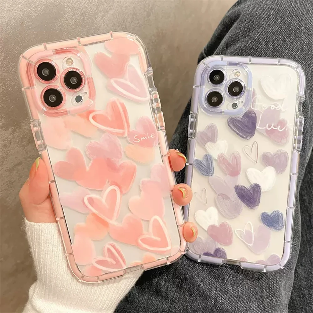 Cute-Love-Heart-Soft-Shockproof-Bumper-Transparent-Phone-Case-For ...