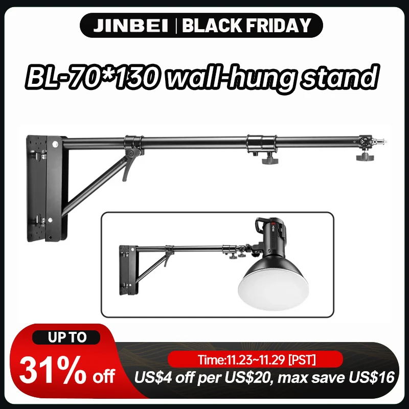 JINBEI-79cm-130cm-Adjustable-Triangle-Wall-Mounting-Boom-Arm-Light ...