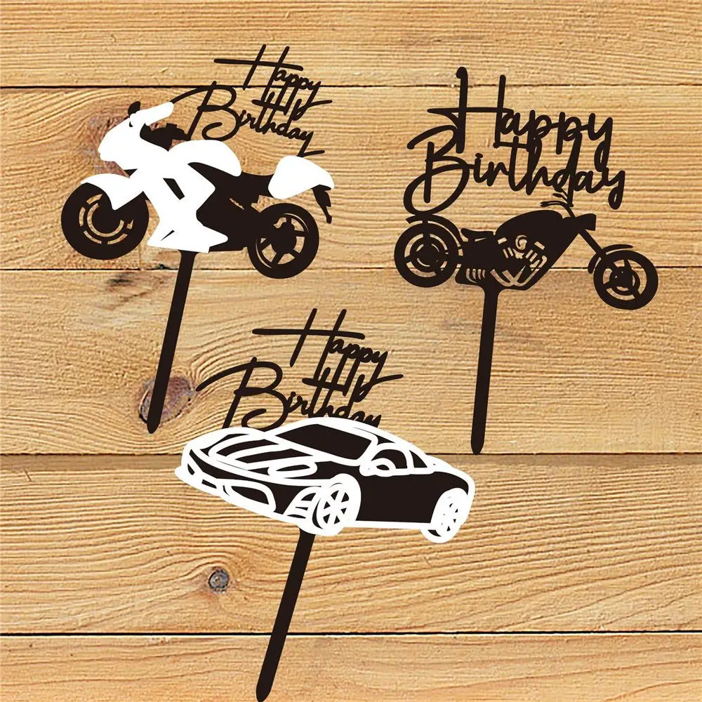 Cupcake Topper Cool Motorcycle Party Supplies Sports Car Acrylic Cake ...