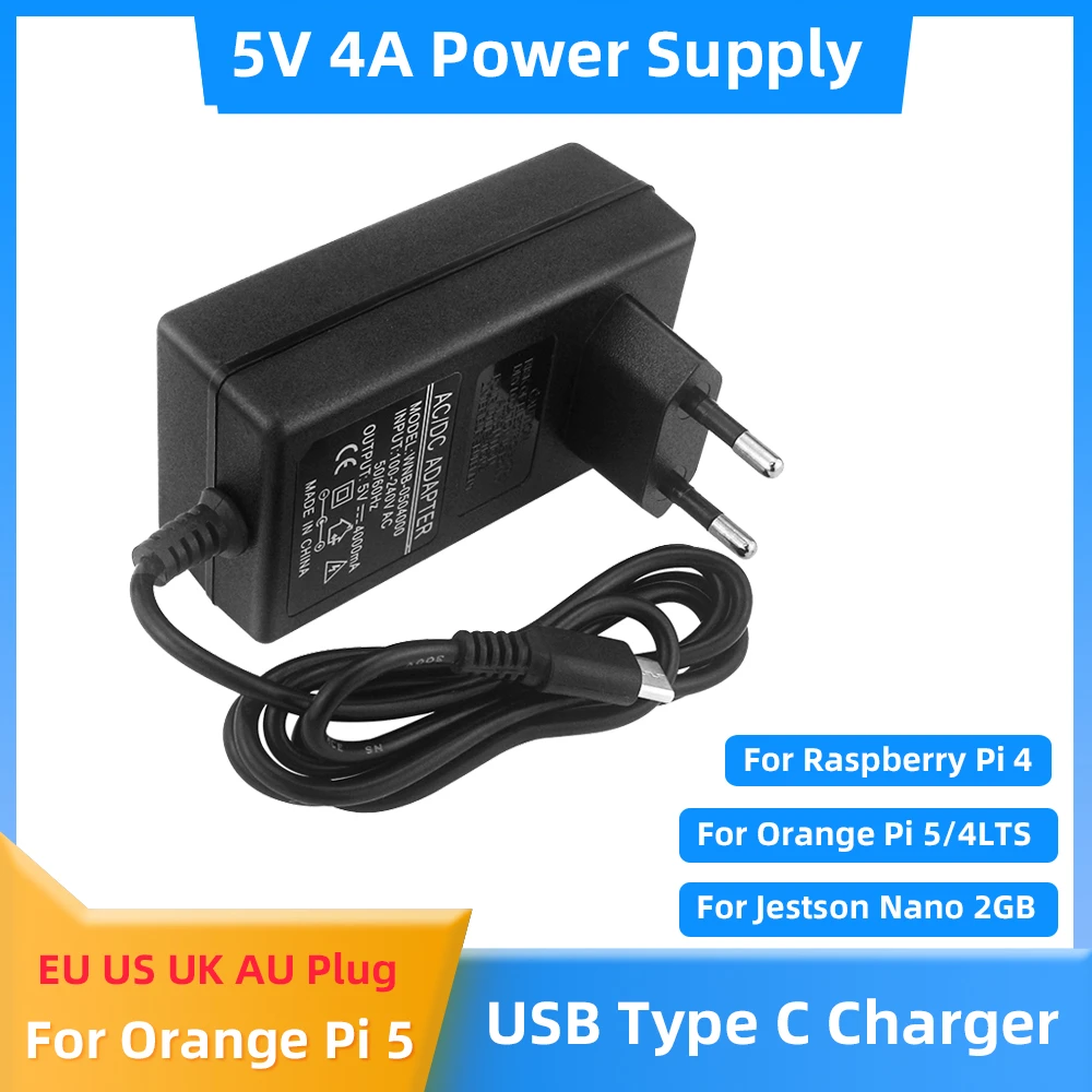 5v 4a Power Supply For Orange Pi 5 20w Usb Type C Power Adapter Plug ...