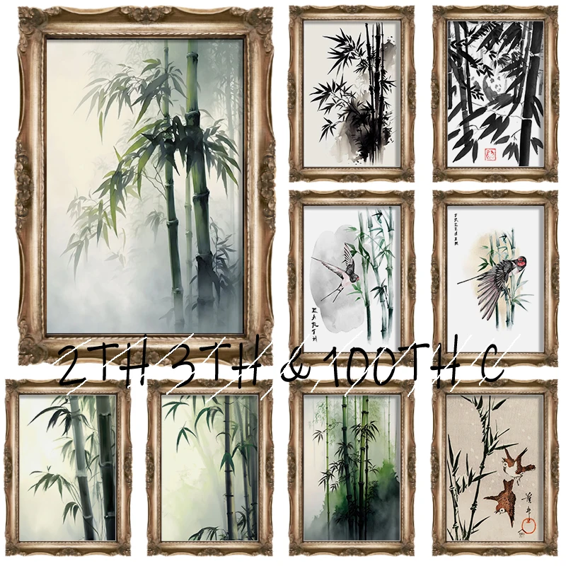 Bamboo-Vintage-Watercolors-Painting-Poster-Canvas-Prints-Asian-Culture ...