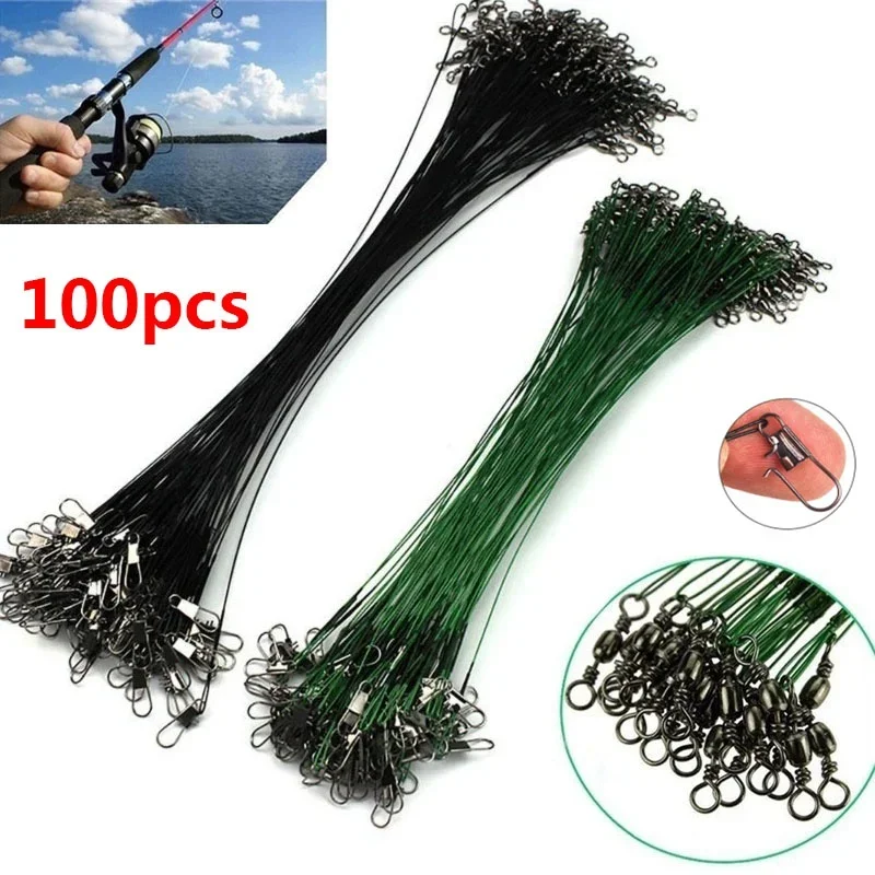 100pcs-set-wire-rope-head-with-rotating-anti-bite-fishing-line-15-20-25 ...