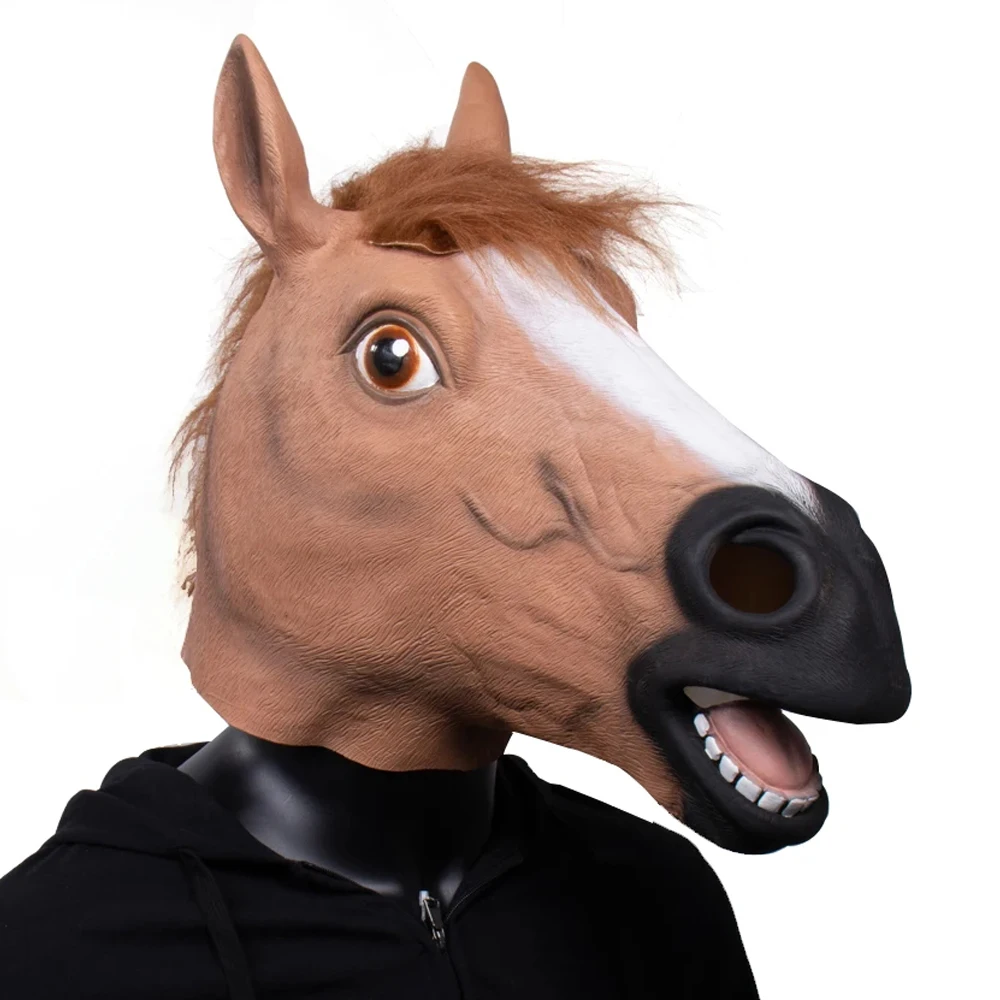 Animal-Horse-Head-Mask-Cosplay-Funny-Full-Face-Horse-Face-Latex-Helmet ...