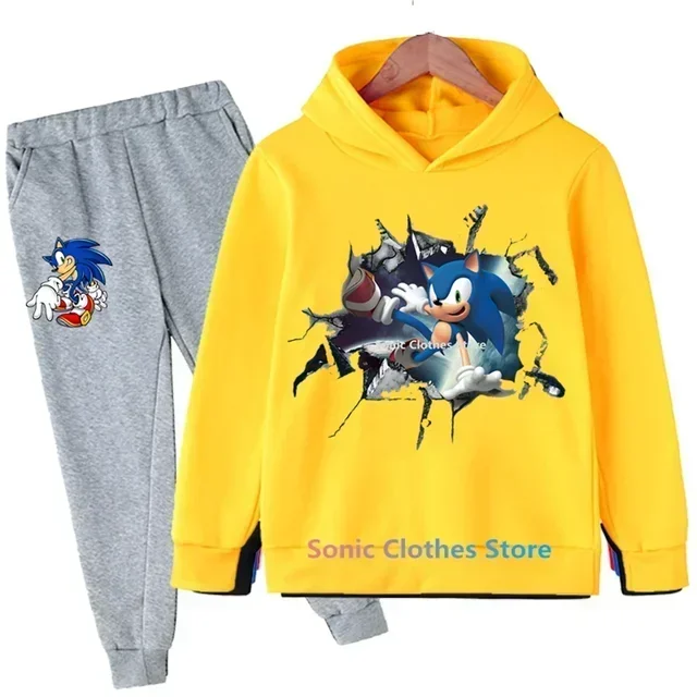 Conjuntos de ropa con capucha y pantalones de Sonic para niños y niñas ...