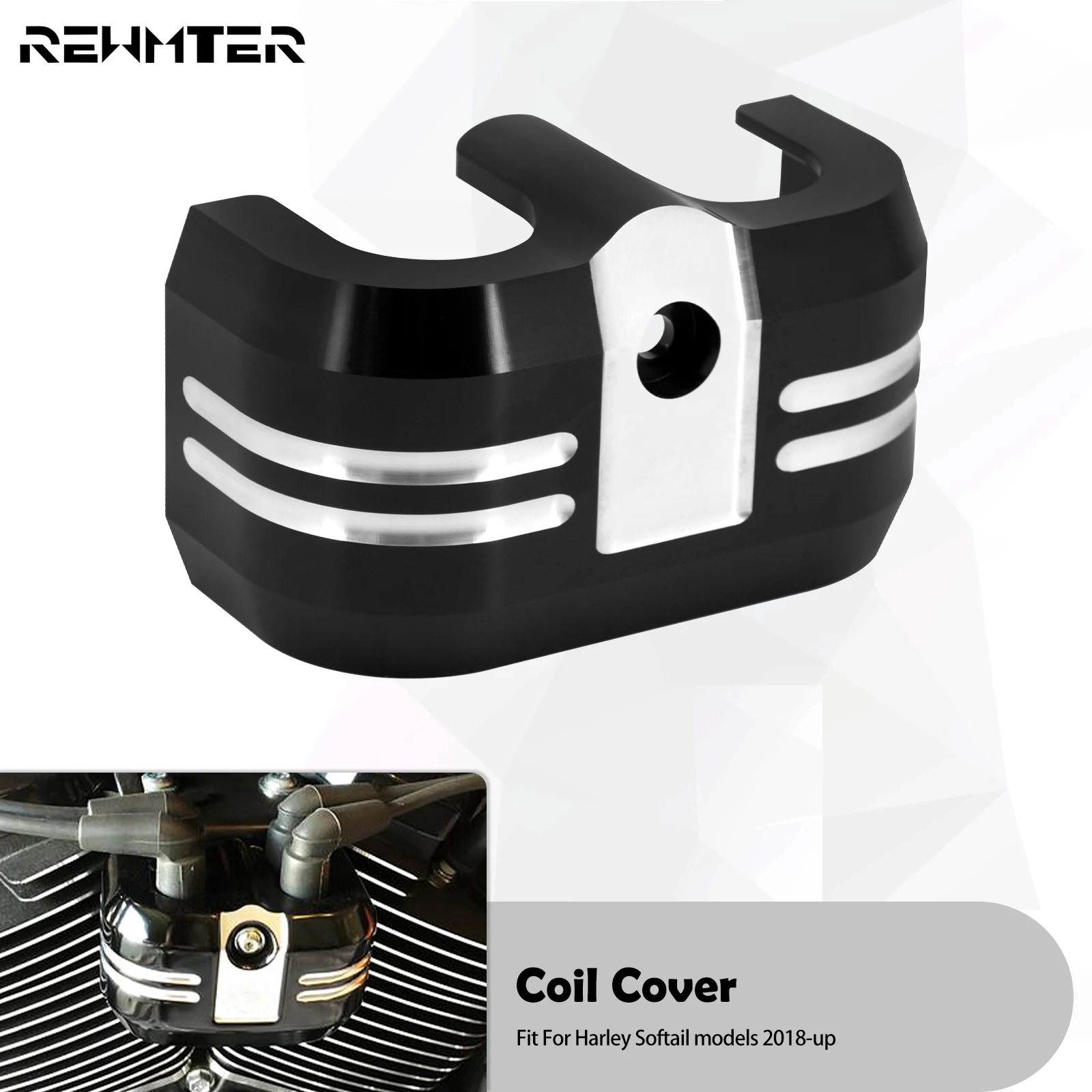 Motorcycle-Black-Chrome-Ignition-Coil-Cover-For-Harley-Softail-Street ...