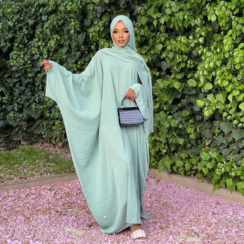 New-Muslim-Women-Hijab-Dress-Prayer-Clothes-Batwing-Abaya-Matching-Head ...