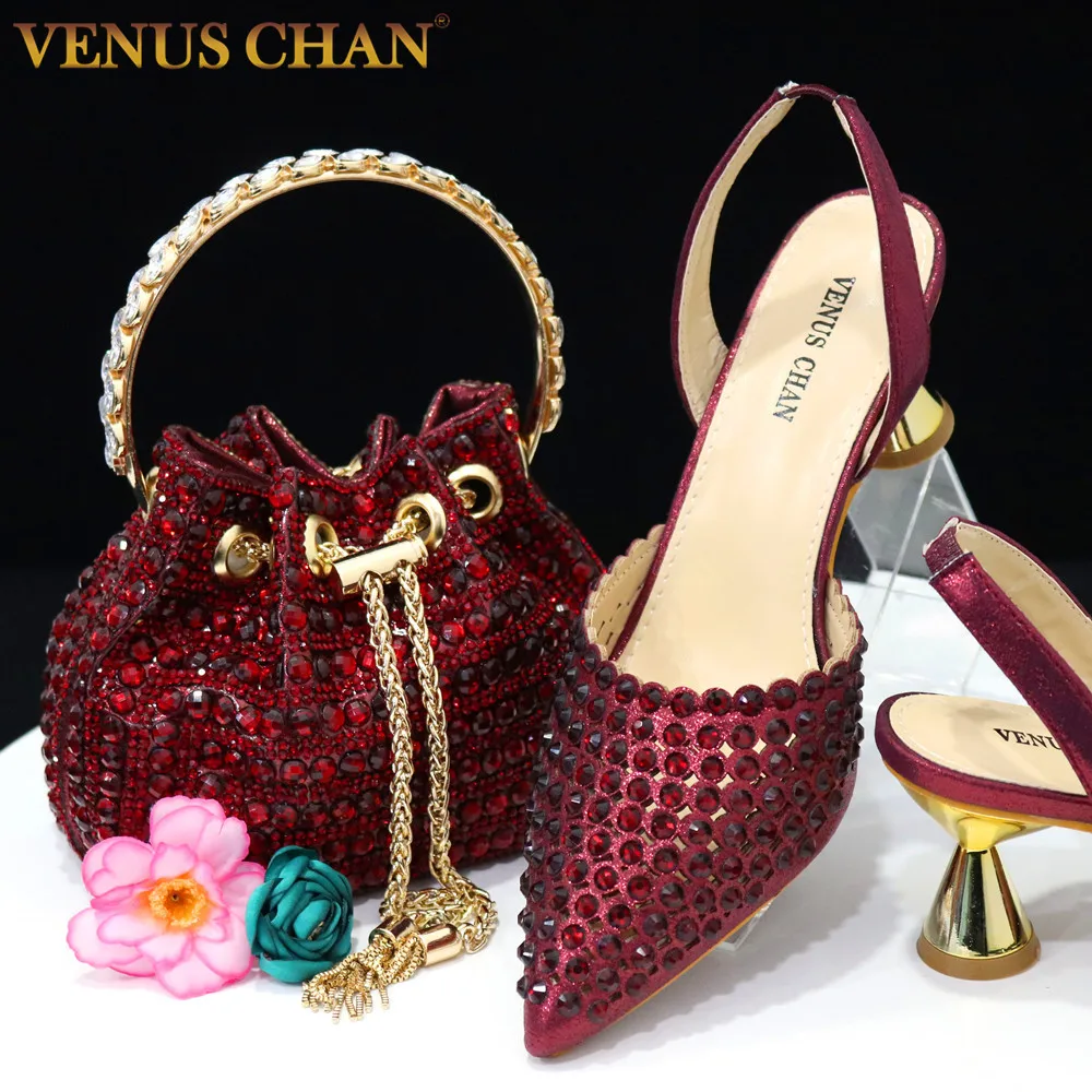 Venus Chan Pointed Toe Heels for Women 2023 Elegant Party Wine Color ...