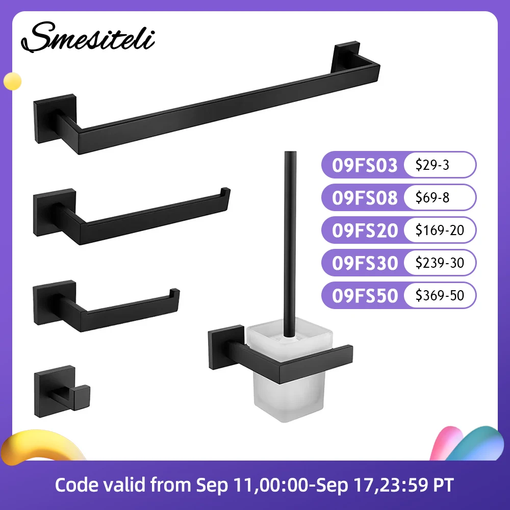 Matt-Black-Bathroom-Hardware-Set-Kit-Accessories-Wall-Shelf-Towel-Bar ...