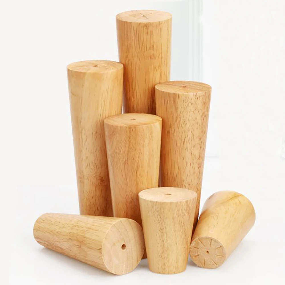 1PCS Natural Solid Wood Furniture Leg Cone Shaped Wooden Carbinet Table ...