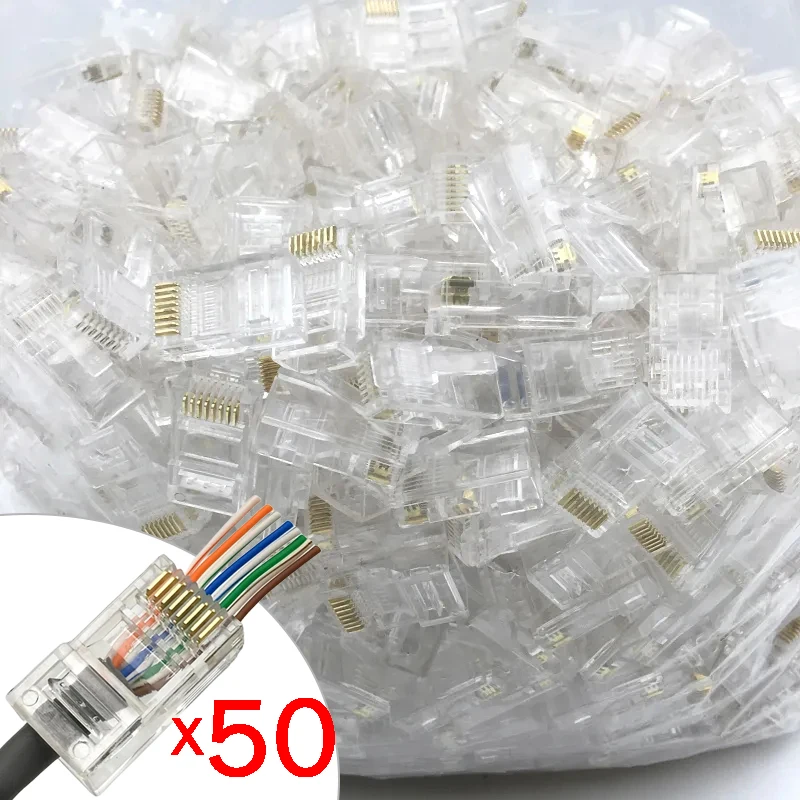 CAT6-1000Mbps-RJ45-Pass-Through-Network-Connectors-Ethernet-Cable-Gold ...